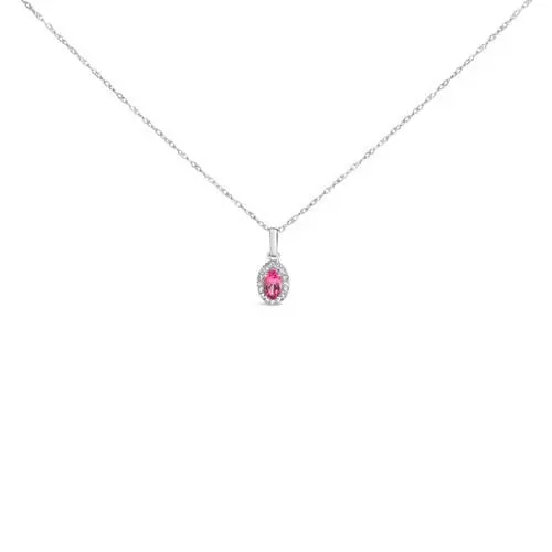 HAUS OF BRILLIANCE 10k White Gold Gemstone And Diamond Accent Pendant Necklace - Pink Tourmaline | White